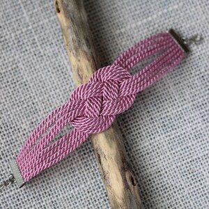 Pink Knot Bracelet Rope Knot Bracelet Pink Rope Bracelet Knot Bracelet ...