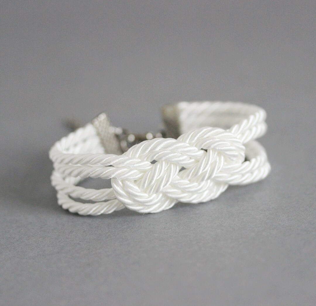 White Rope Knote Bracelet Sailor Knot Bracelet White Rope - Etsy
