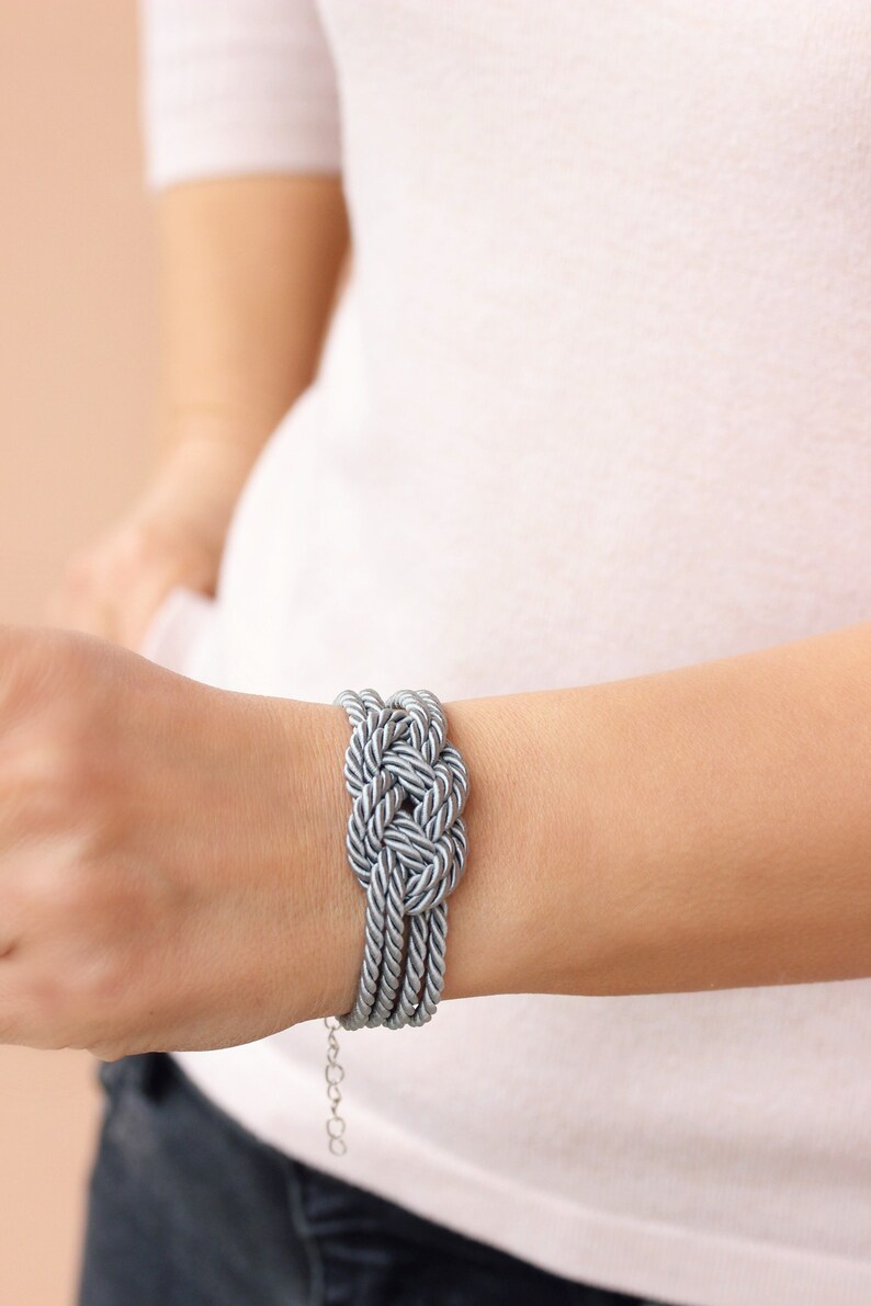 Gray Bracelet Grey Knot Bracelet Rope Bracelet Nautical Rope - Etsy
