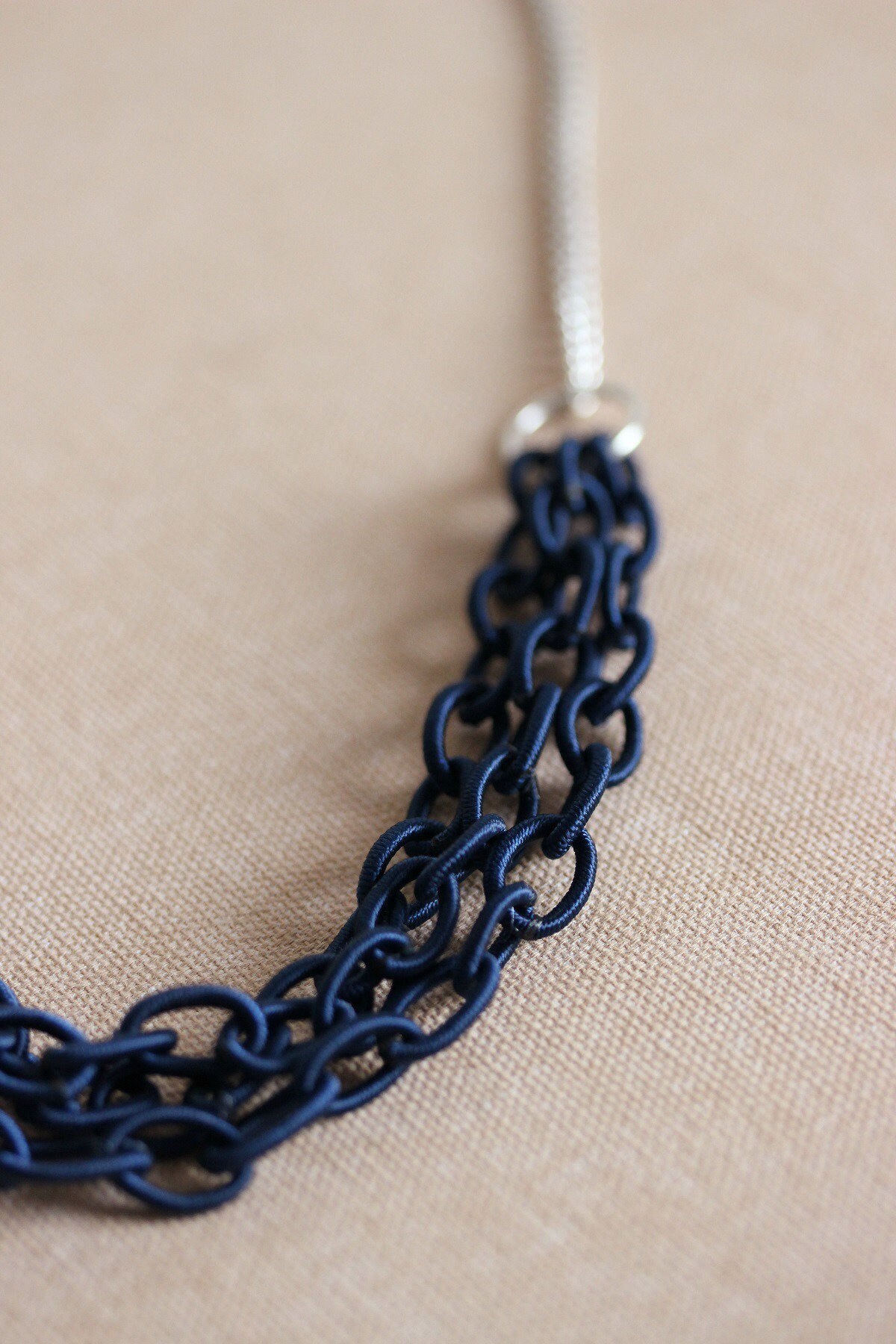 Chain Necklace Multistrand Blue Fabric Chain Necklace Silver | Etsy