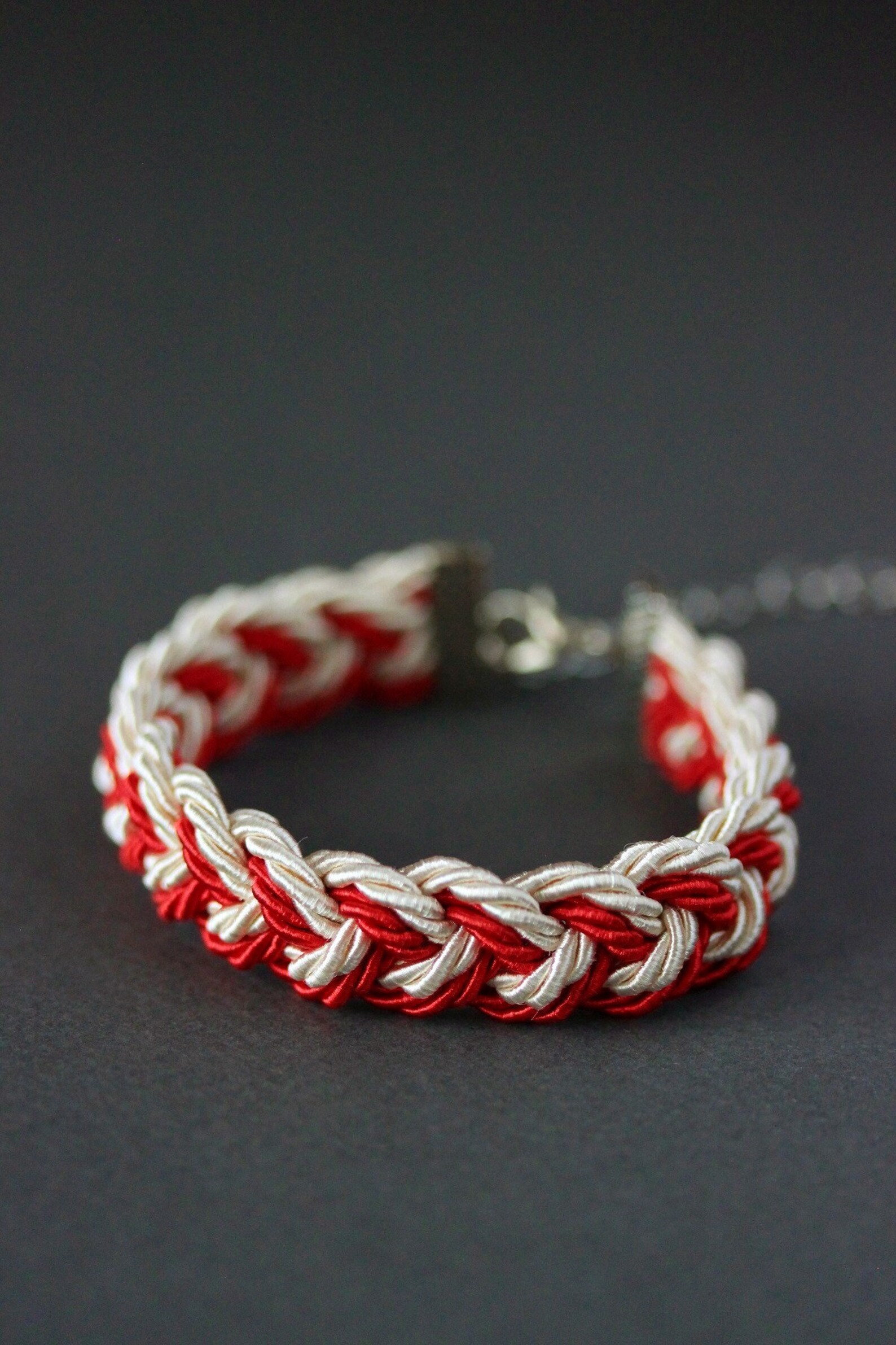 Braided Cord Bracelet Summer Red White Rope Bracelet Turks - Etsy