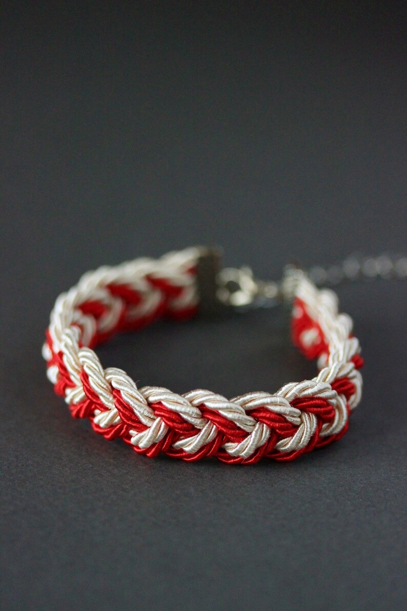 Braided Cord Bracelet Summer Red White Rope Bracelet Turks - Etsy