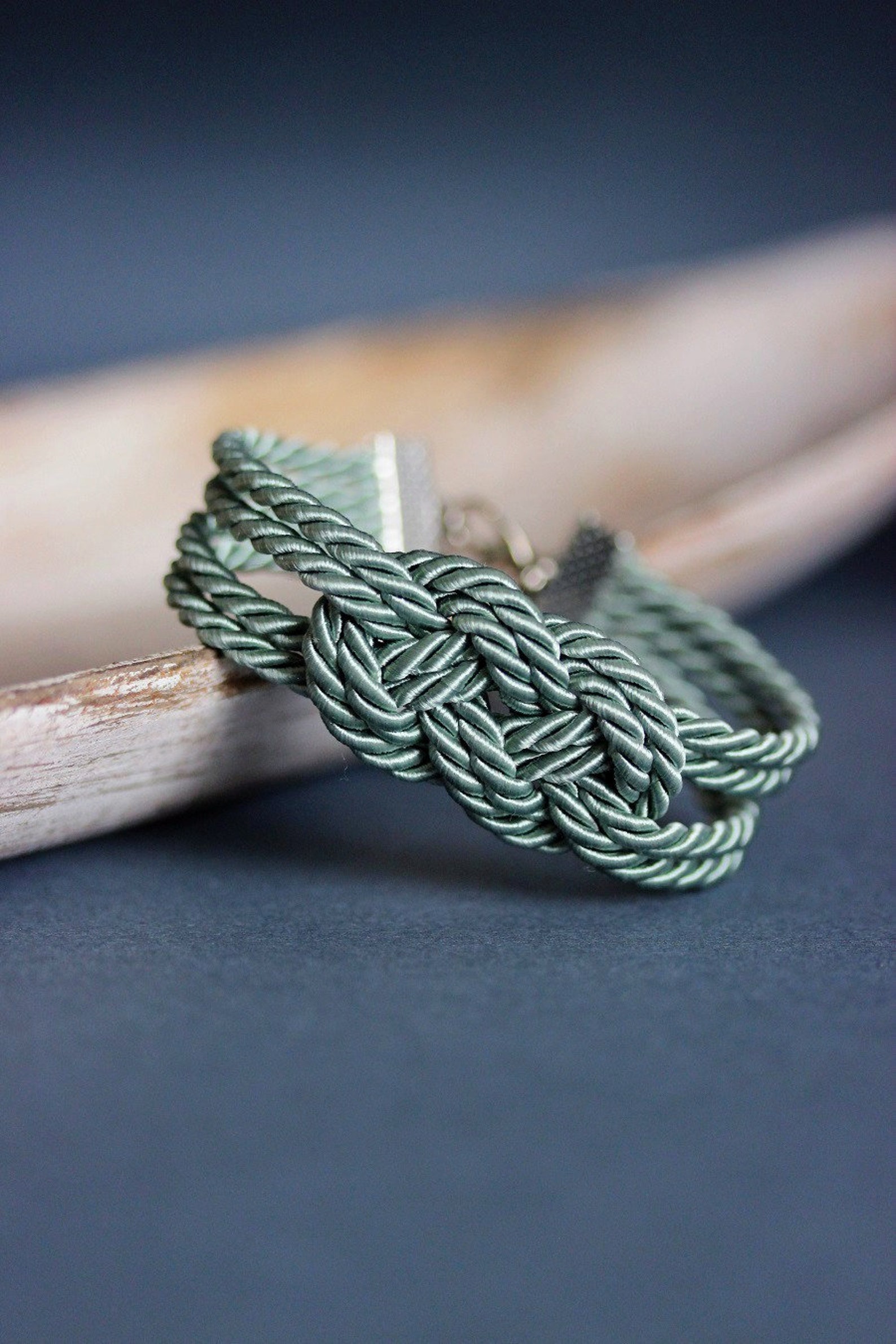 Green Gray Rope Bracelet Green Knot Bracelet Friendship | Etsy