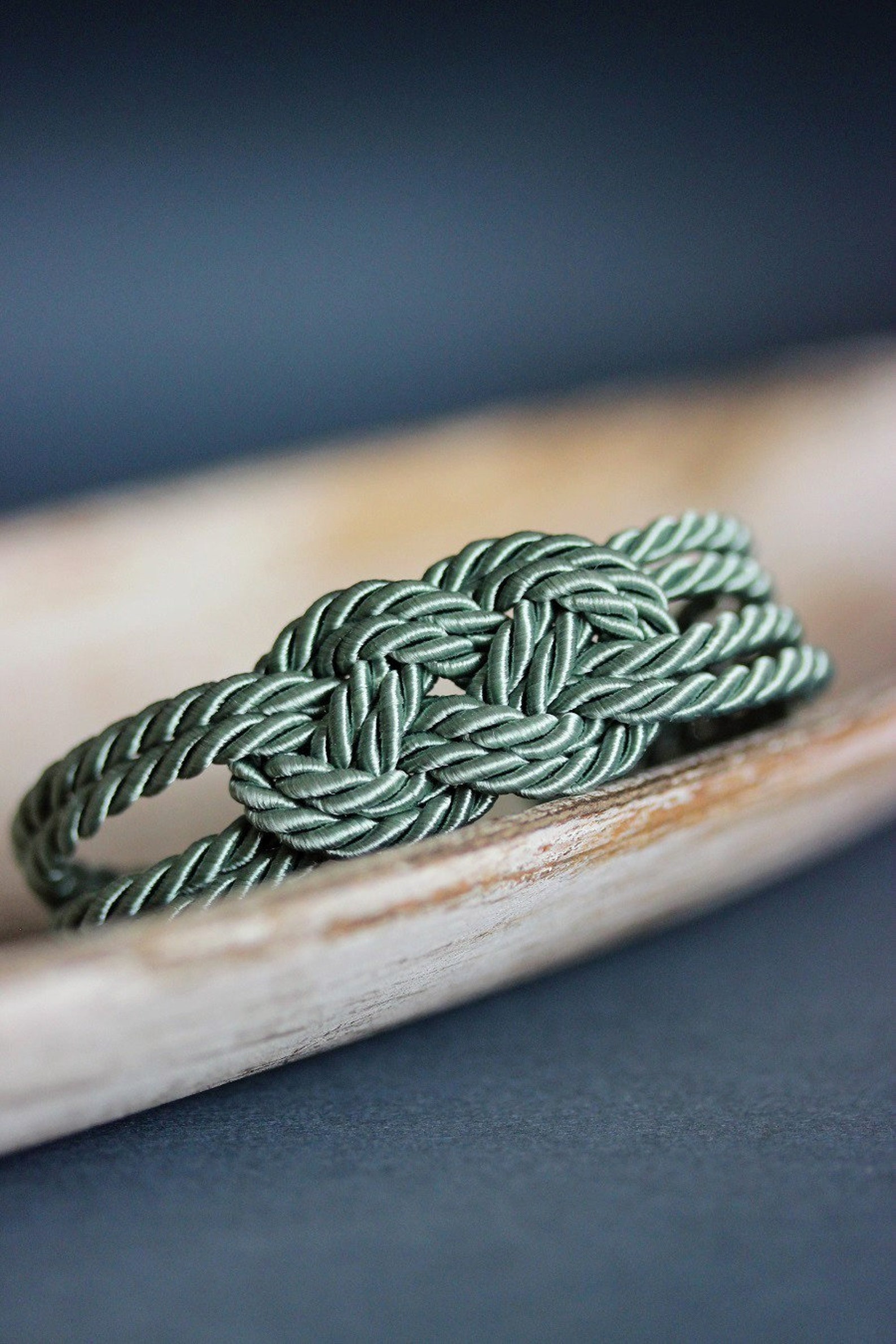 Green Gray Rope Bracelet Green Knot Bracelet Friendship | Etsy