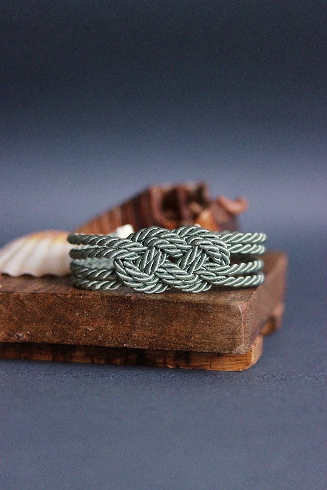 Green Gray Rope Bracelet Green Knot Bracelet Friendship - Etsy
