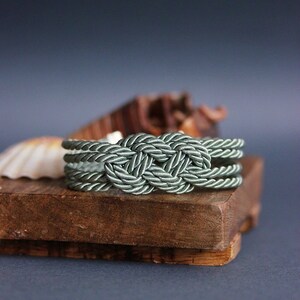 Green Gray Rope Bracelet Green Knot Bracelet Friendship | Etsy