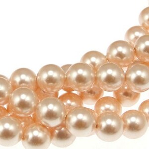 Peach Pearl Crystal Beads Earrings Long Gold Pearl Earrings Elegant ...