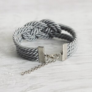 Gray Bracelet Grey Knot Bracelet Rope Bracelet Nautical Rope Bracelet ...
