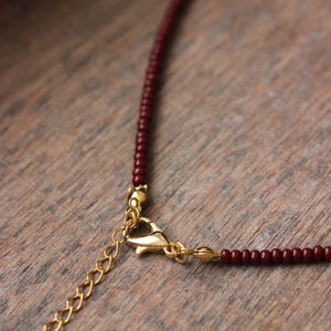 Dark Red Seed Beads Choker Ruby Root Stone Bead Necklace Ruby Single ...