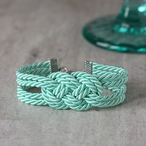 Mint Green Knot Bracelet Rope Bracelet Adjustable Nautical Bracelet ...