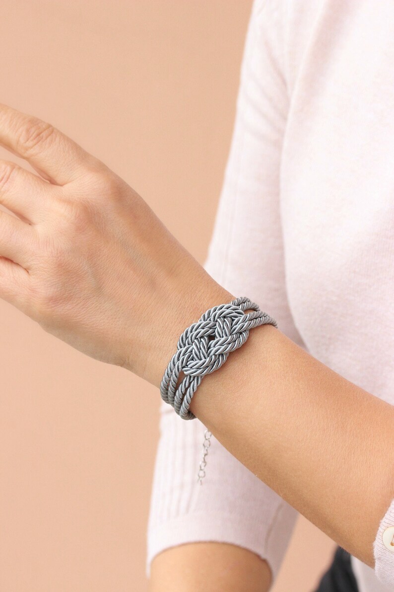 Gray Bracelet Grey Knot Bracelet Rope Bracelet Nautical Rope - Etsy