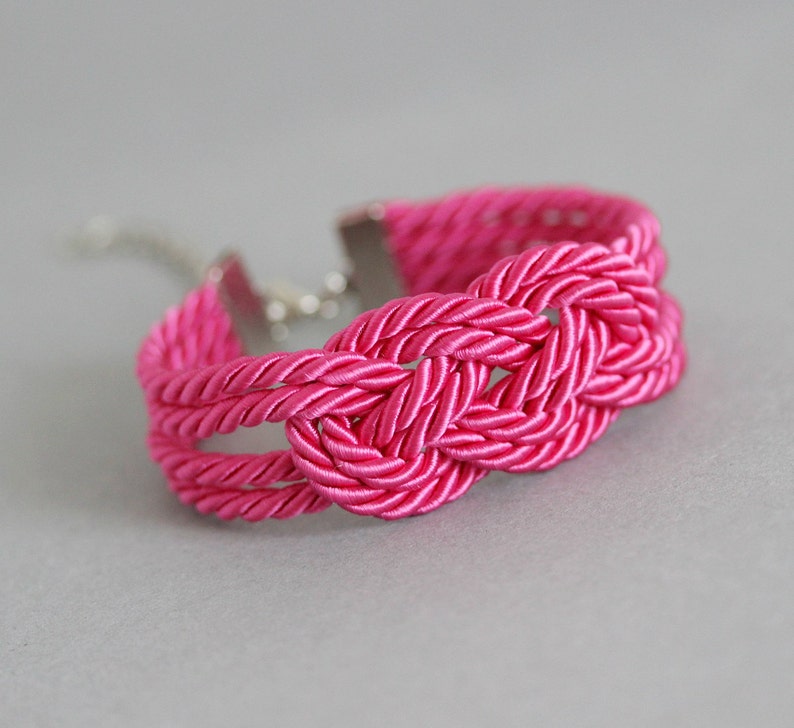 Bright Pink Infinity Knot Bracelet Pink Rope Bracelet Nautical - Etsy
