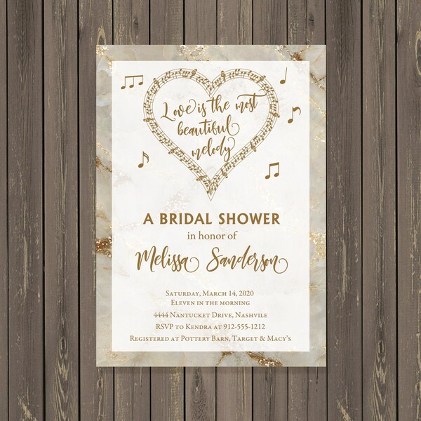 Music Themed Bridal Shower Invitation - Etsy