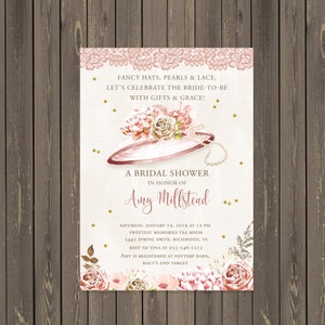 Fancy Hat Bridal Shower Invitation Fascinator Bridal Shower - Etsy