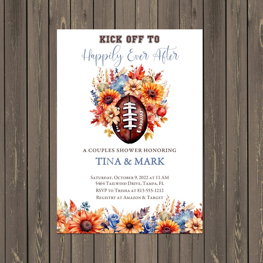 Football Couples Shower Invitation, Football Bridal Shower, Kick off to ...