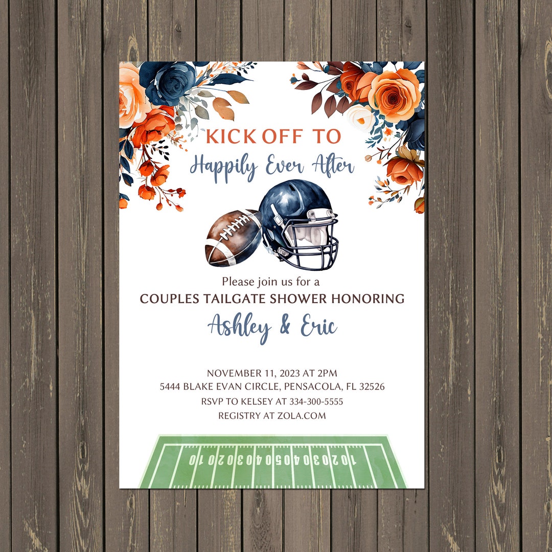 Football Couples Shower Invitation, Football Bridal Shower, Kick off to ...