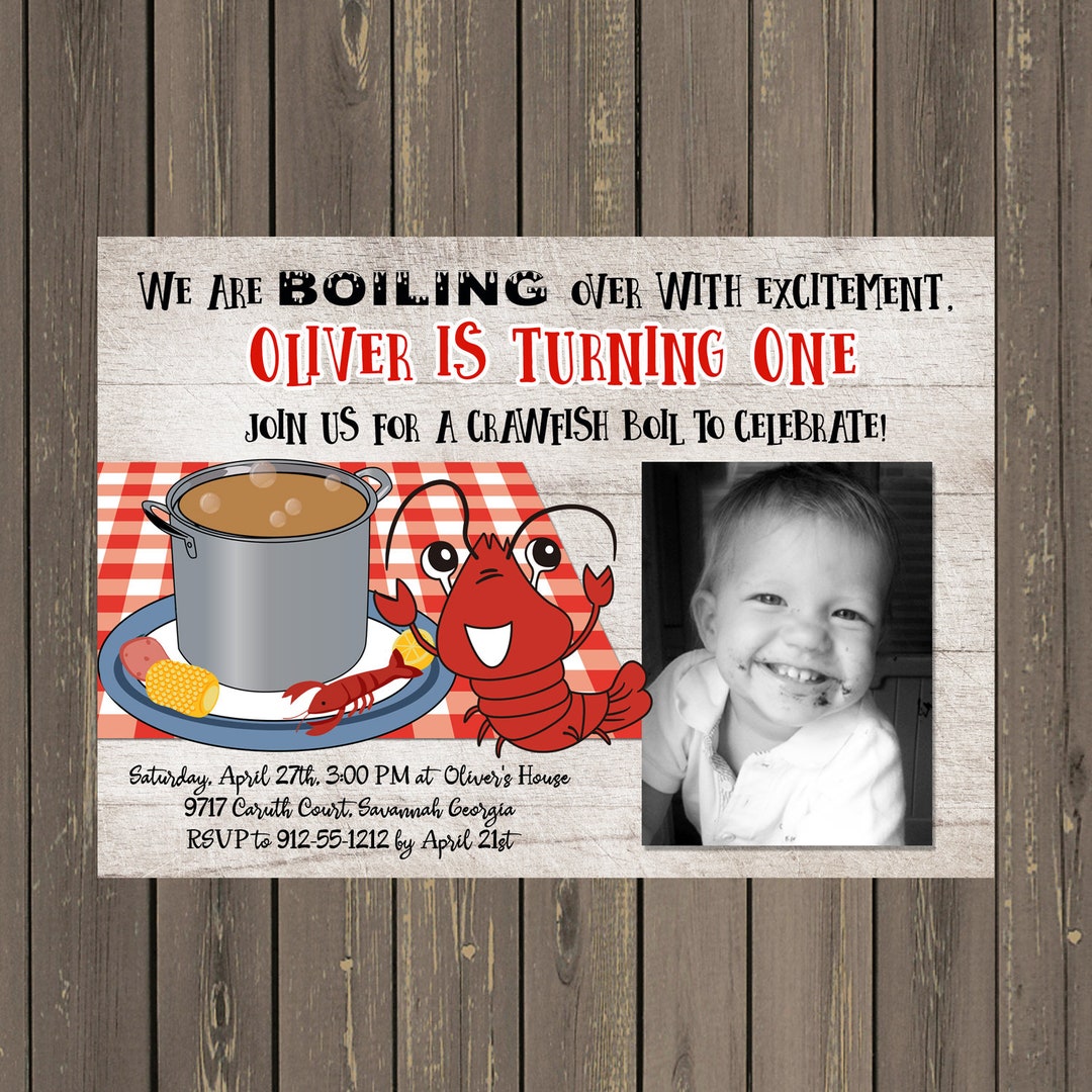 Crawfish Boil 1st Birthday Invitation: Low Country Party (DIY or ...