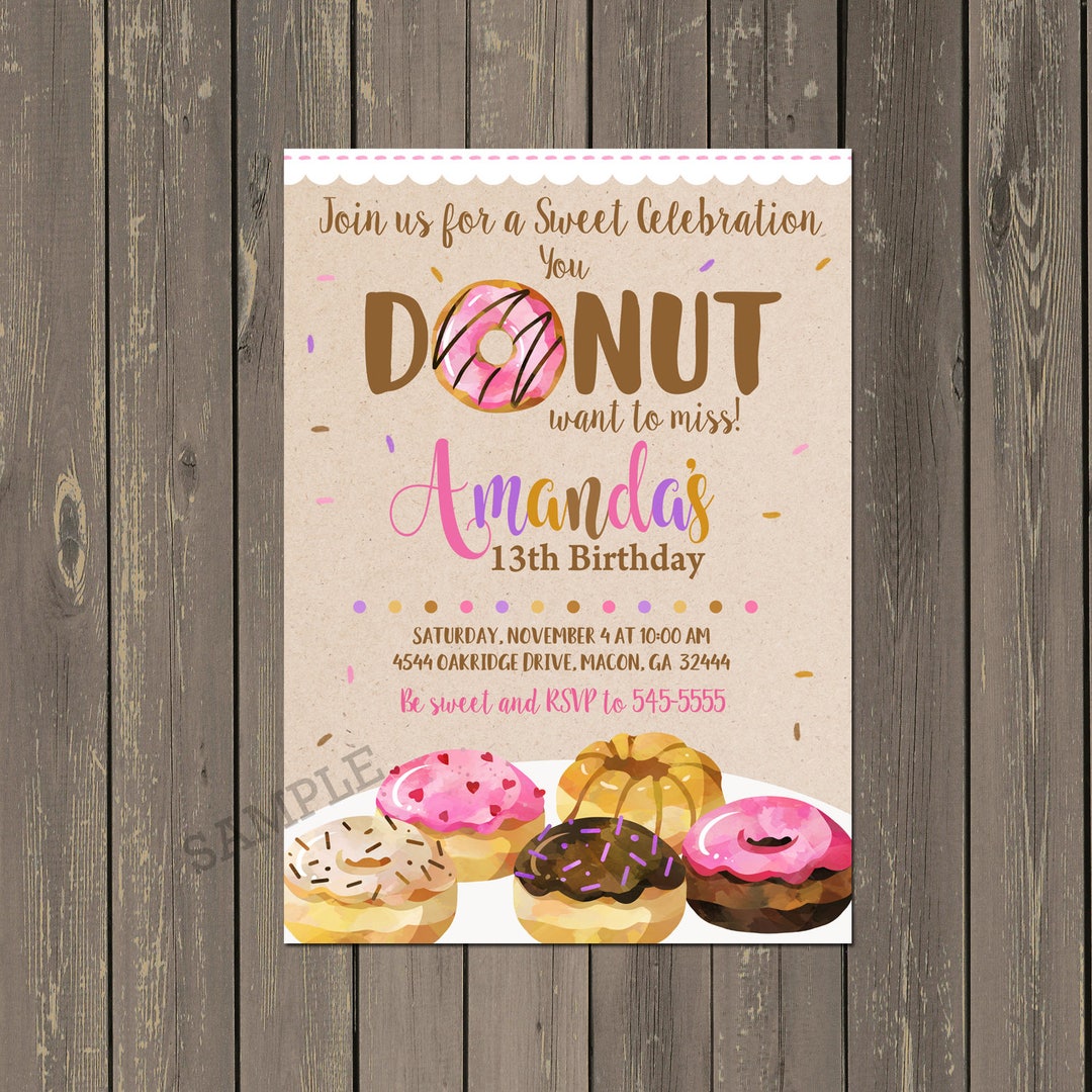 Donut Invitation, Donut Birthday Party Invitations, Girls Donut Party ...
