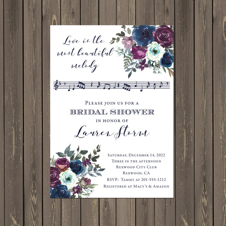 Music Themed Bridal Shower Invitation Music Note Bridal - Etsy