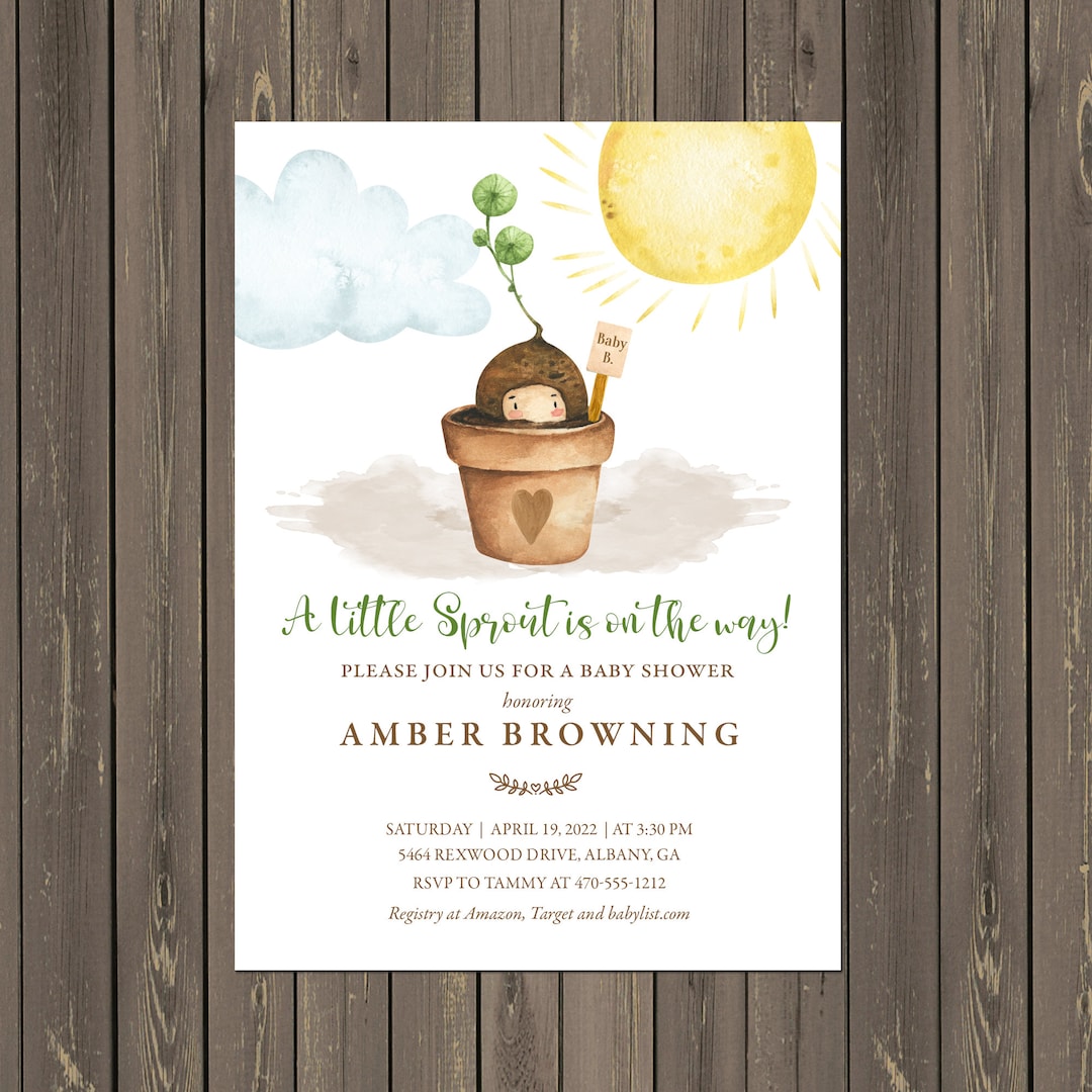 Little Sprout Baby Shower Invitation, Plant Baby Shower Invitations ...