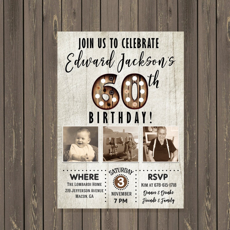 Adult Masculine Birthday Photo Invitation Men's Birthday - Etsy
