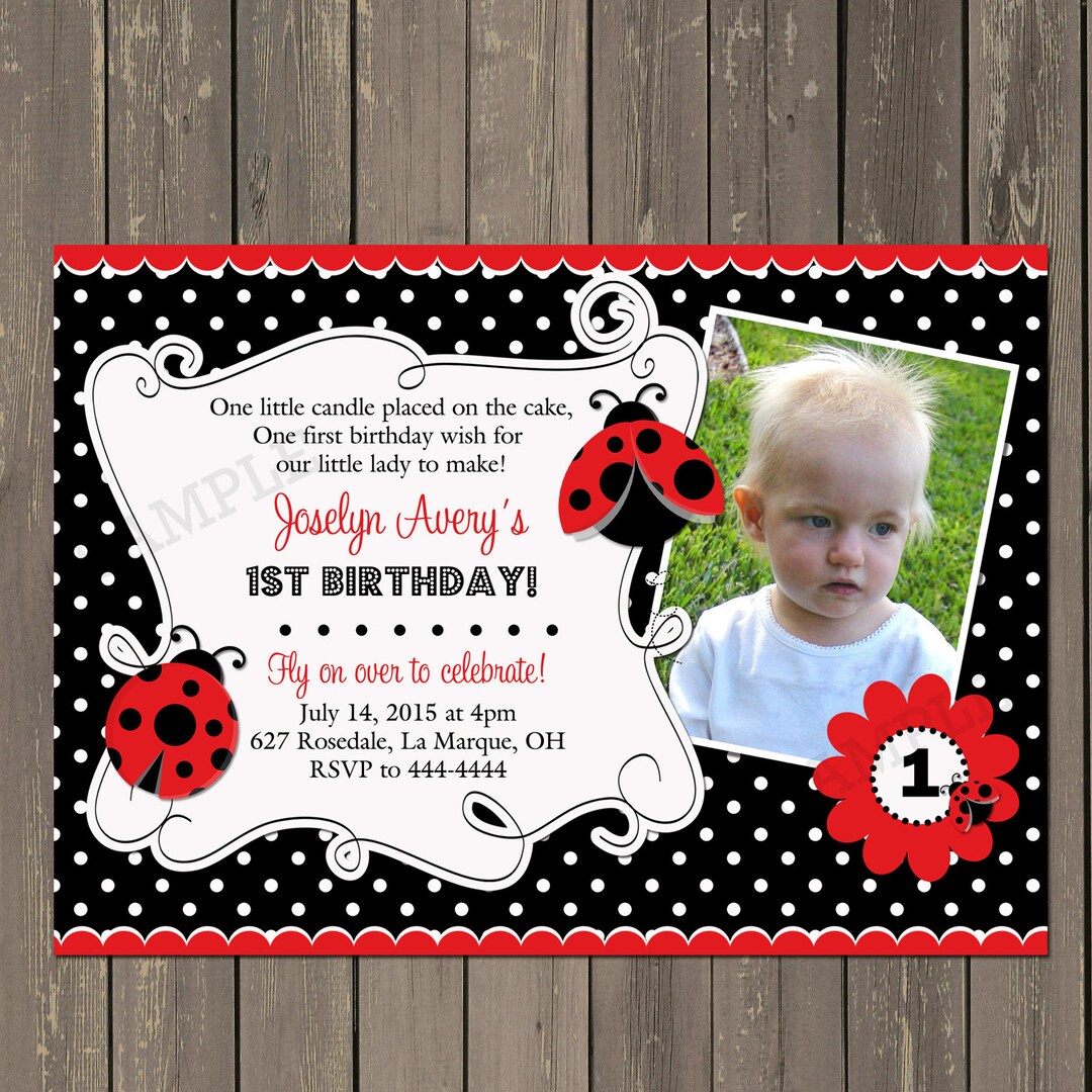 Ladybug Birthday Invitation, Ladybug 1st Birthday Party Invitation ...