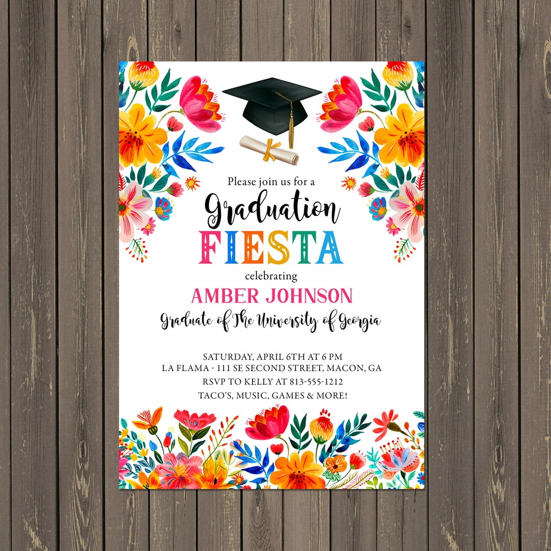 Mexican Fiesta Graduation Invitation: High School or College (printable ...