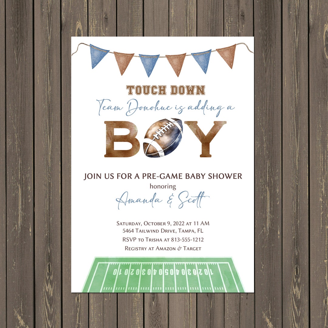 Football Baby Shower Invitation, Football Co-ed Baby Shower, Football ...