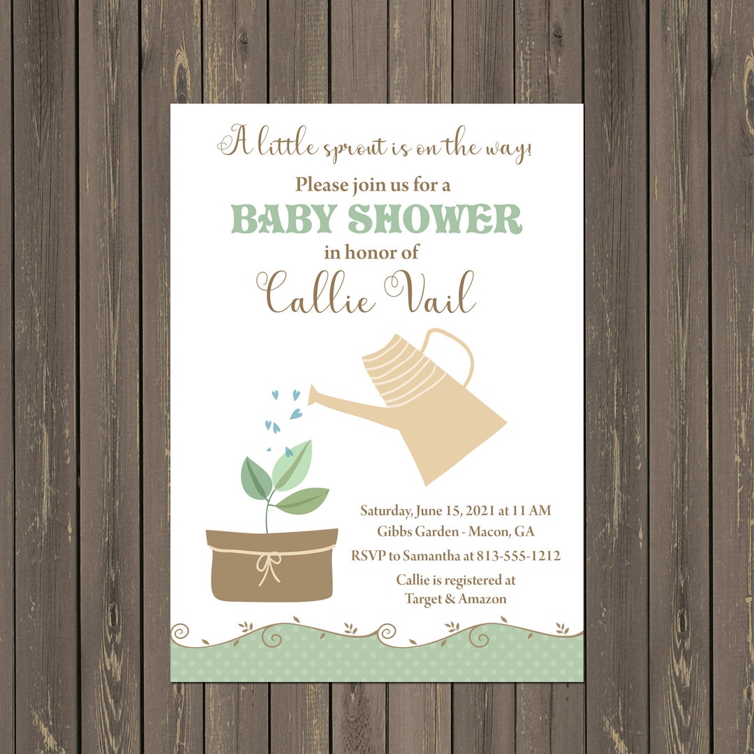 Little Sprout Baby Shower Invitation, Gardening Baby Shower Invitations ...