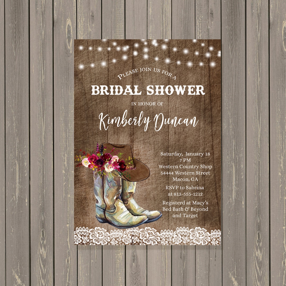 Cowgirl Bridal Shower Invitation, Rustic Western Bridal Shower ...
