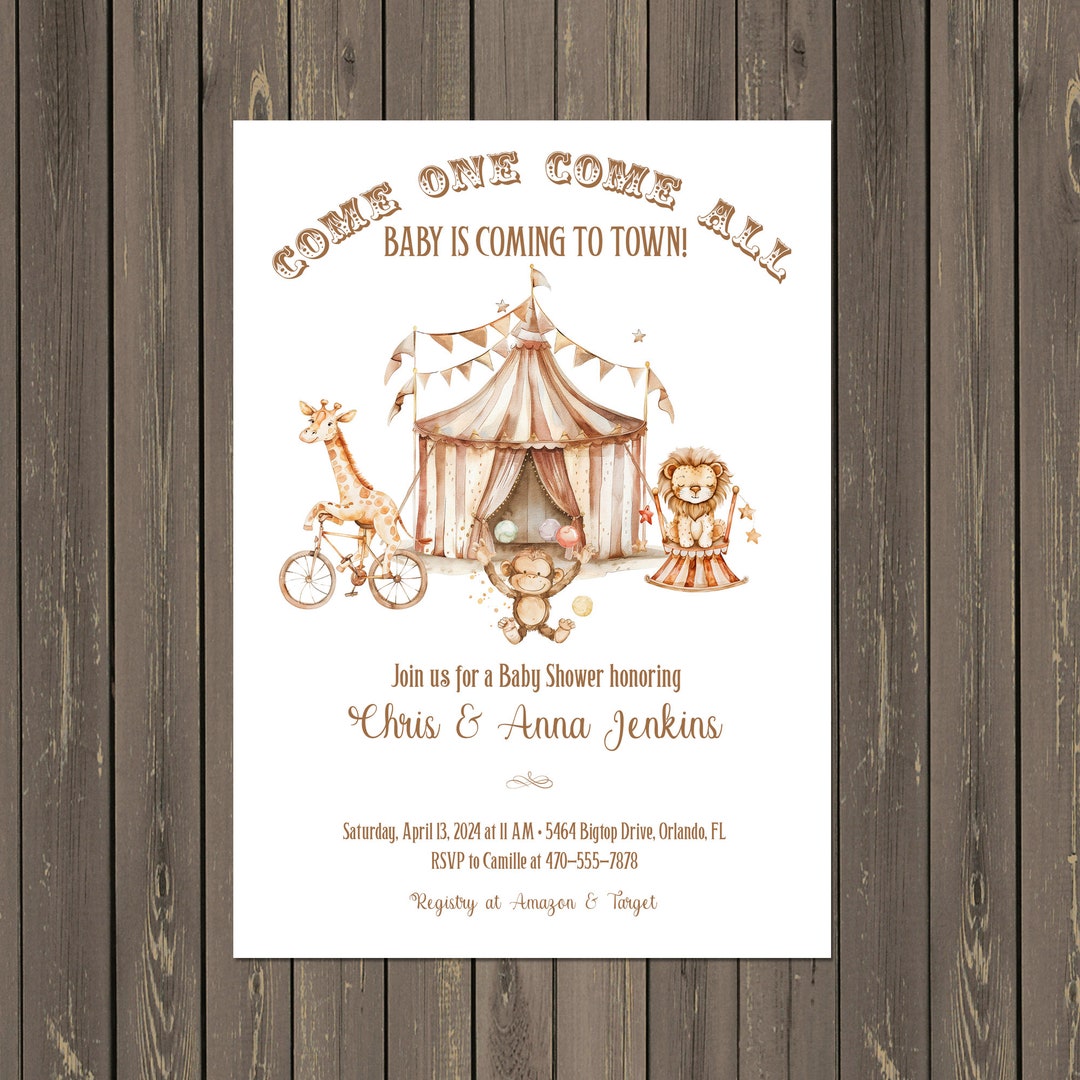 Circus Baby Shower Invitation, Big Top Baby Shower Invitation, Circus ...