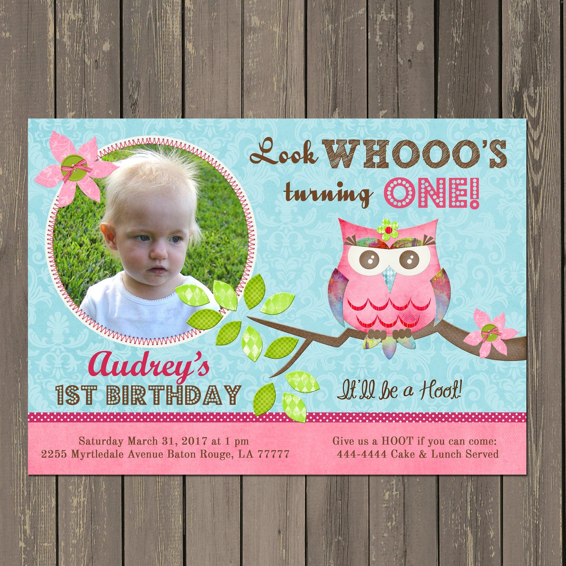 Owl 1st Birthday Invitation Owl Birthday Party Invitations - Etsy