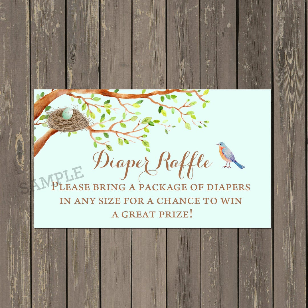 Bird Diaper Raffle Tickets, Bird Baby Shower Diaper Raffle, Diaper ...