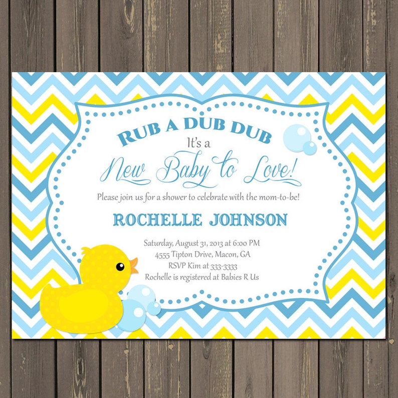 Rubber Duck Baby Shower Invitation Duck Baby Shower - Etsy
