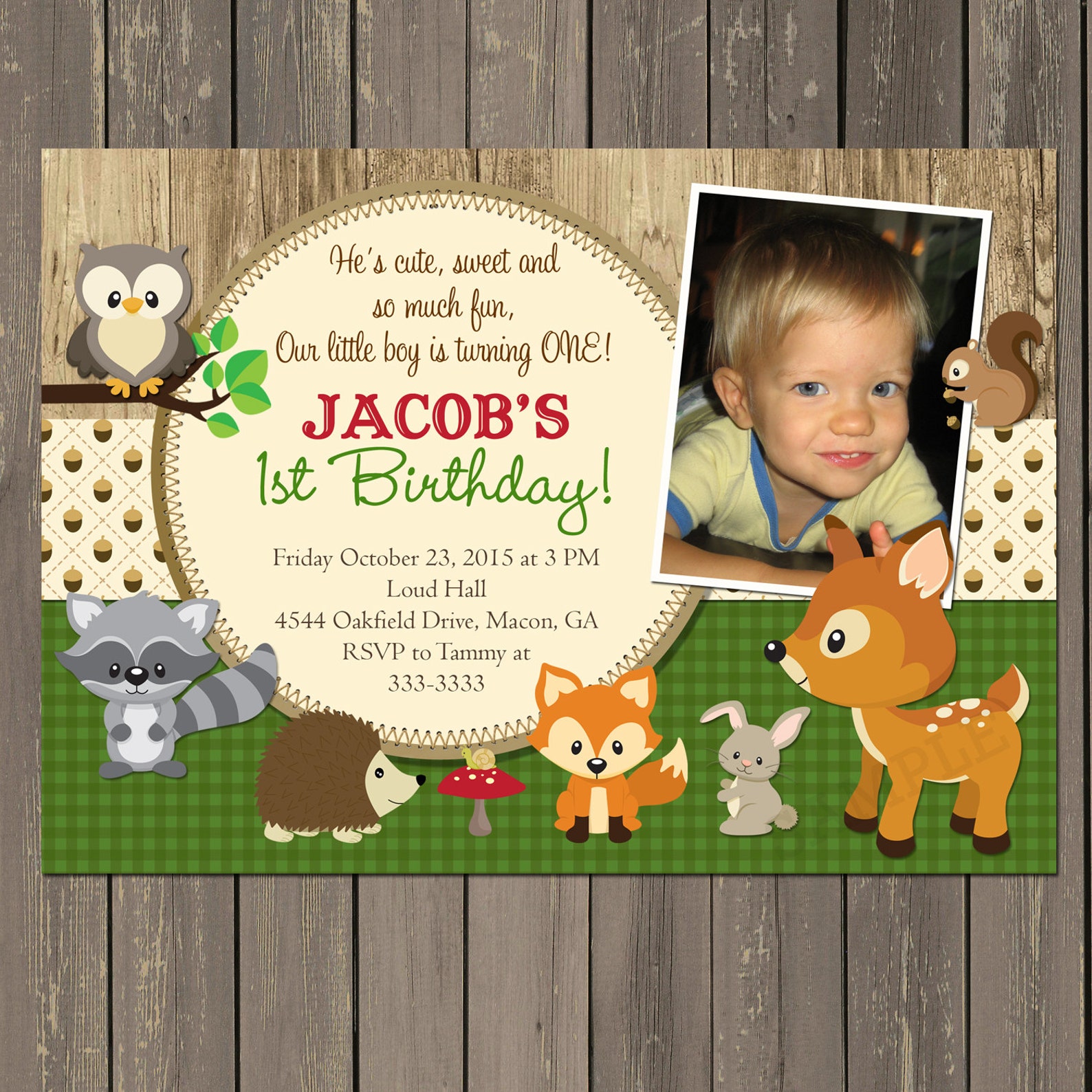 Woodland Birthday Invitation Woodland Animal Birthday Party | Etsy