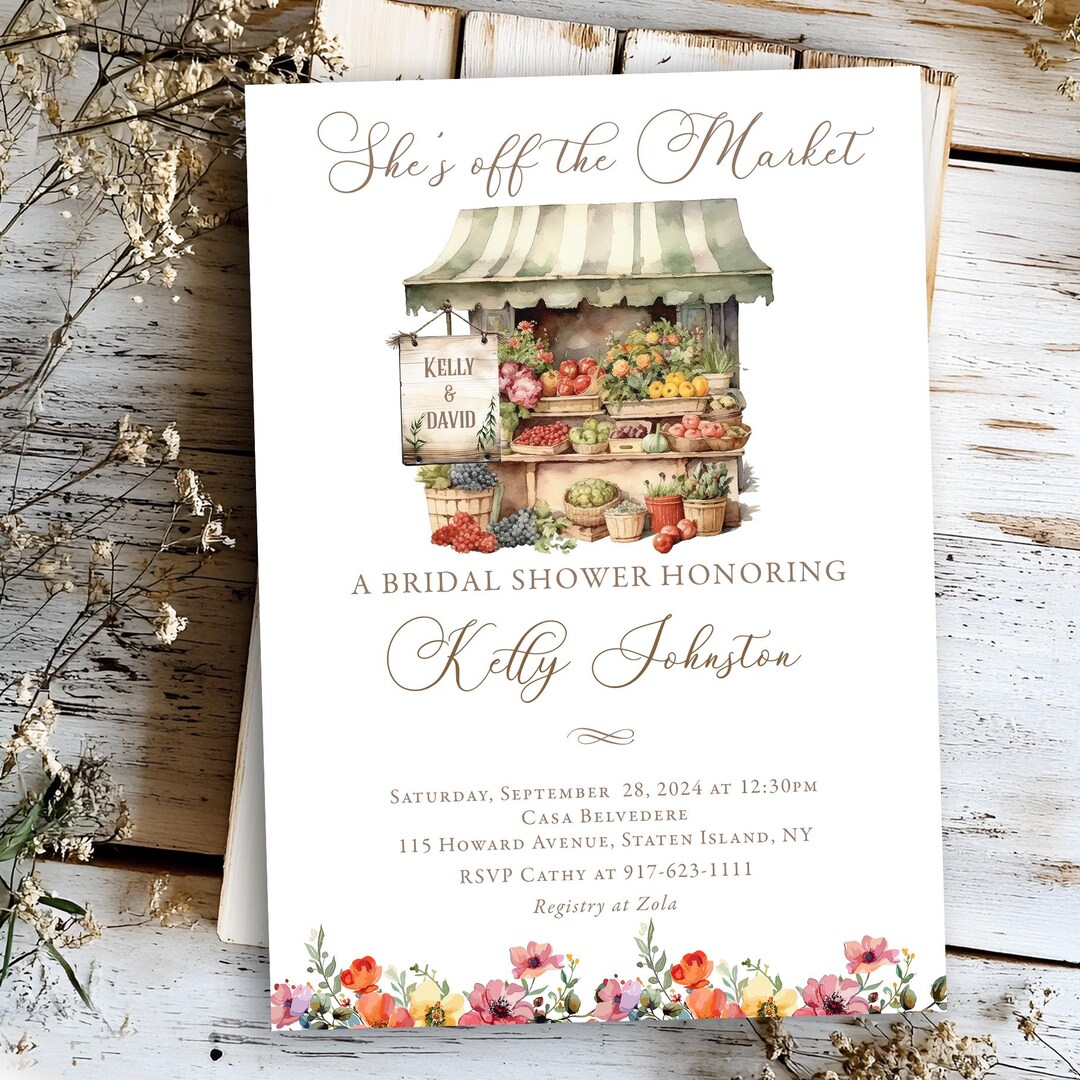 Farmer's Market Bridal Shower Invitation: Vintage Flower Shop ...
