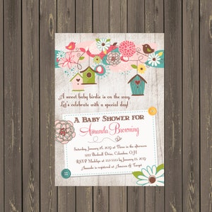 Bird Baby Shower Invitation,bird House Baby Shower Invitation, Feather ...