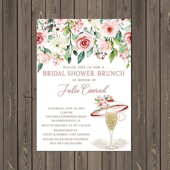 Fancy Hat Bridal Shower Brunch Invitation, Fascinator Bridal Shower ...