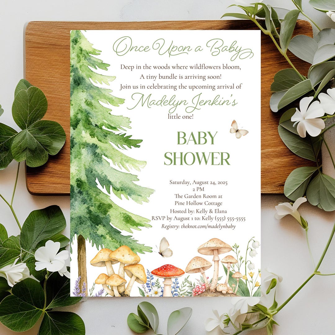 Cottagecore Baby Shower Invitation: Woodland Fairy, Mushroom ...