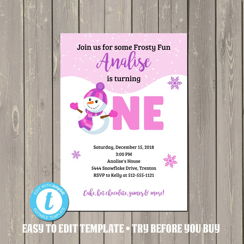 Snowman Birthday Party Invitation Snowman 1st Birthday - Etsy