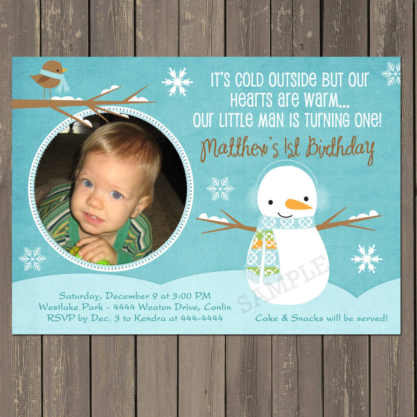 Snowman Birthday Invitation First Birthday Invitation Snow - Etsy