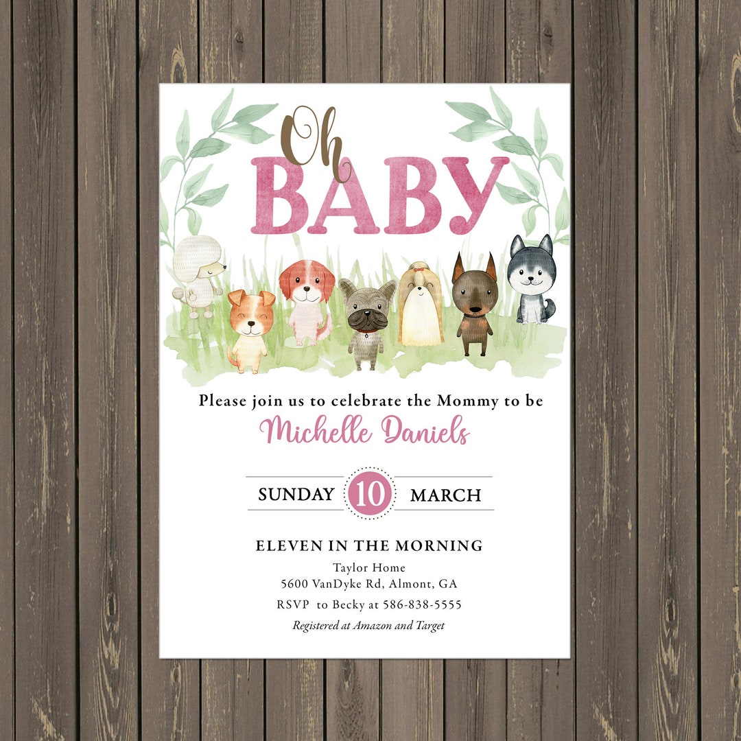 Puppy Dog Themed Baby Shower Invitation, Dogs Baby Shower Invitation ...