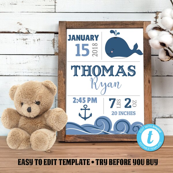 Birth Stats Wall Art - Etsy