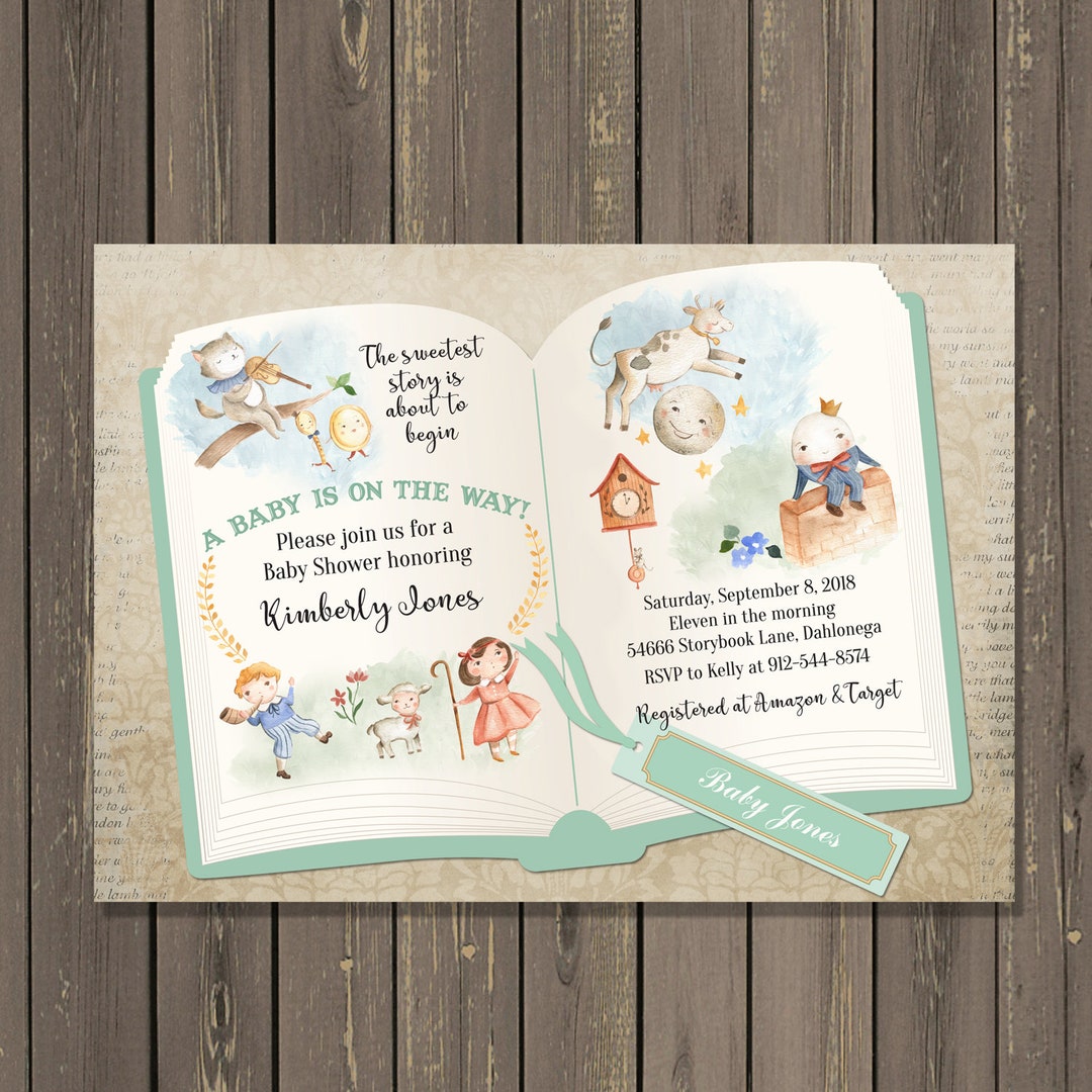 Nursery Rhyme Baby Shower Invitation: Storybook Theme (DIY or Printed ...