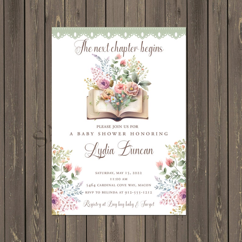 Book Themed Baby Shower Invitations Next Chapter Baby Shower - Etsy