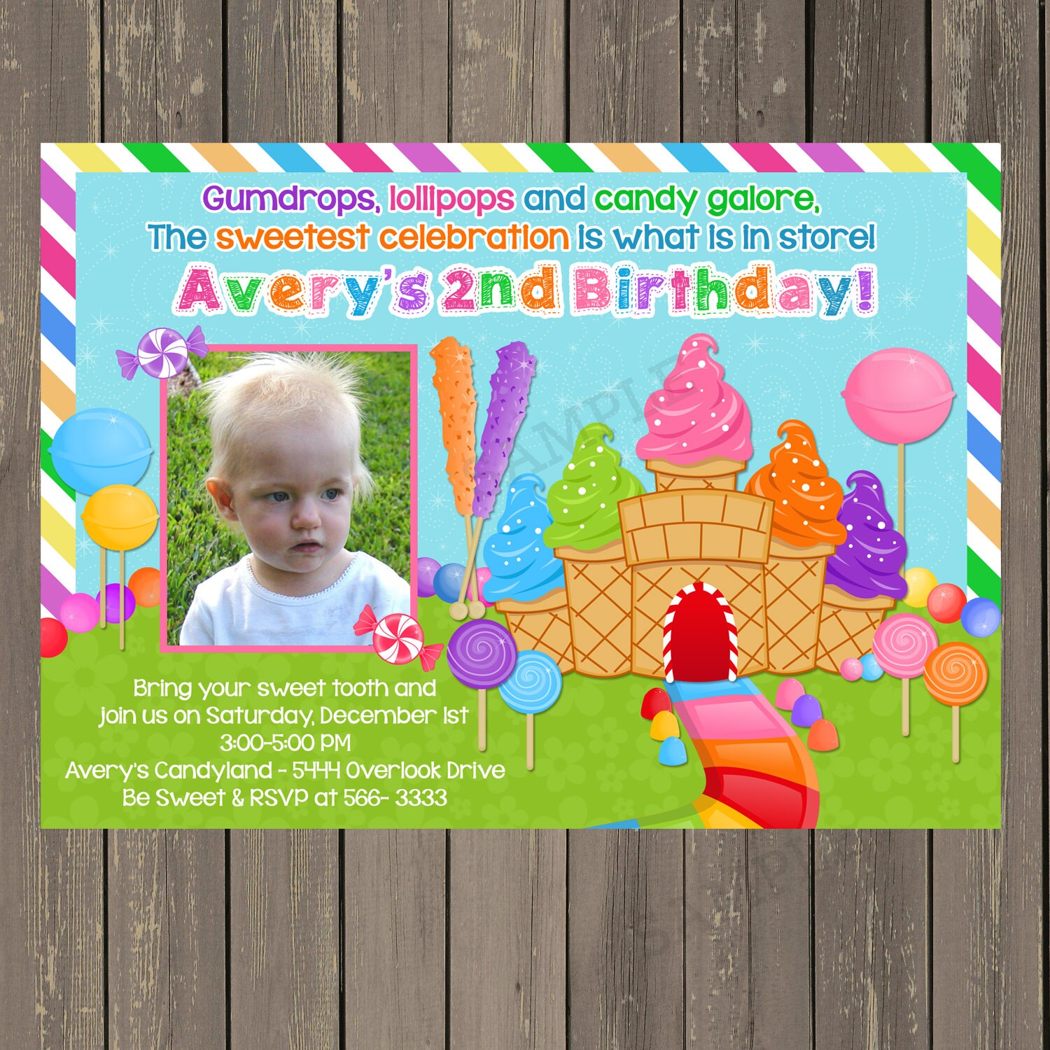 Candy Invitation Candy Birthday Party Invitation Sweet Shop | Etsy