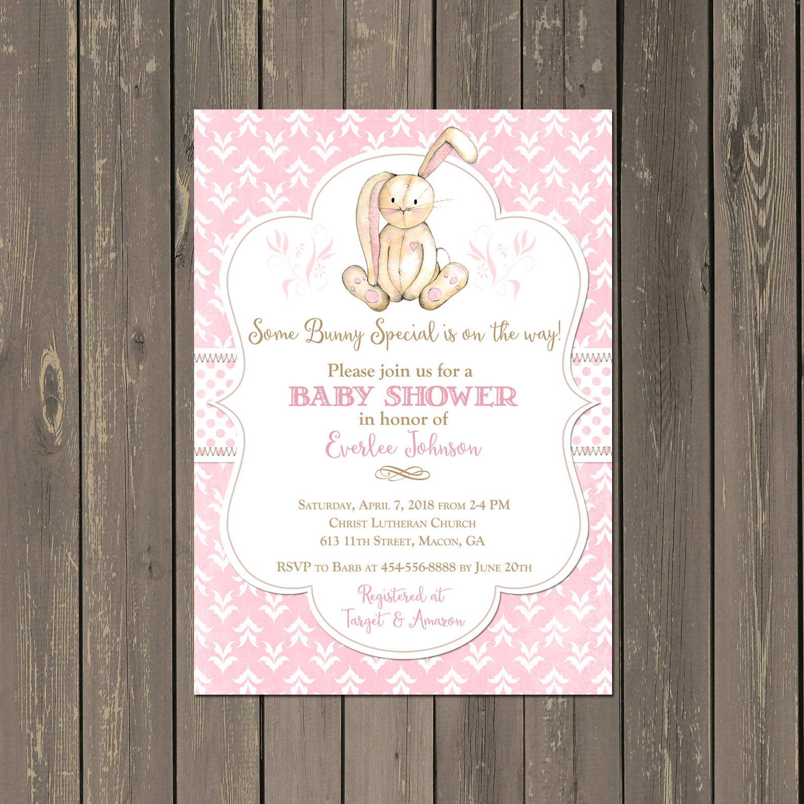 Bunny Baby Shower Invitation Bunny Rabbit Baby Shower | Etsy