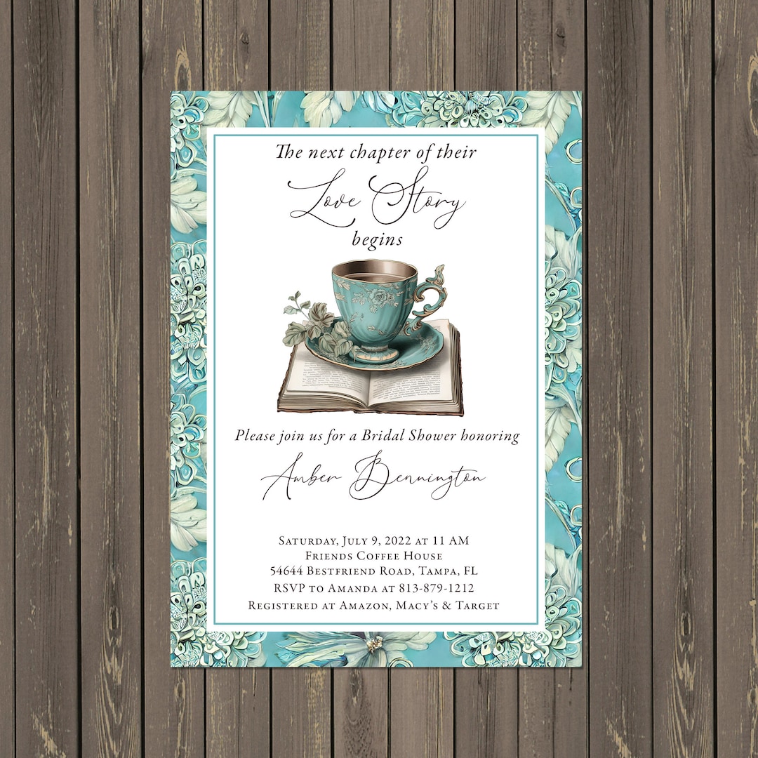 Book and Coffee Bridal Shower Invitation, the Next Chapter of Their ...