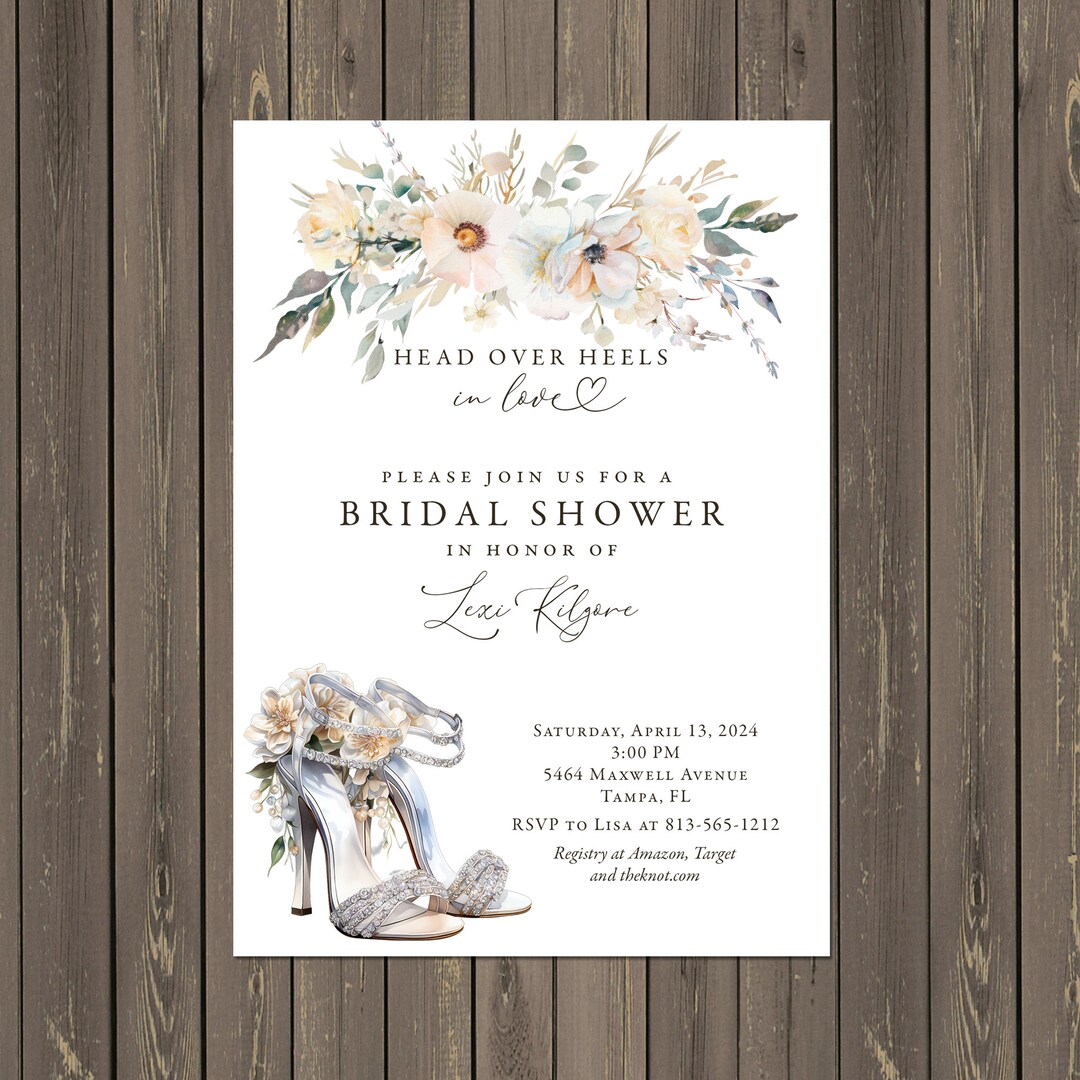 High Heel Shoe Bridal Shower Invitation, Head Over Heels in Love ...