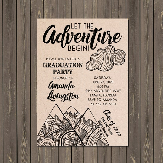 Adventure Graduation Party Invitation, Mountain Adventure Begins ...